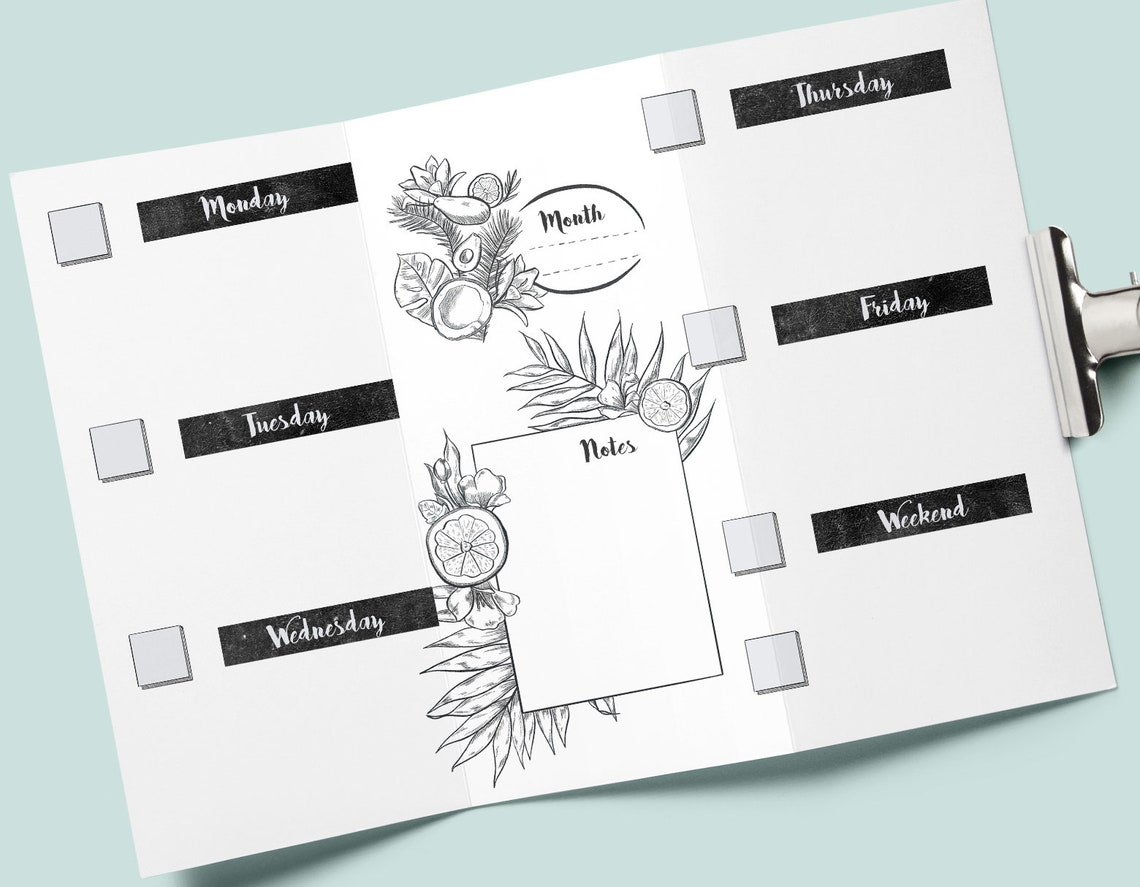 Weekly Bullet Journal Spread Vertical Planner Layout Printable - Etsy