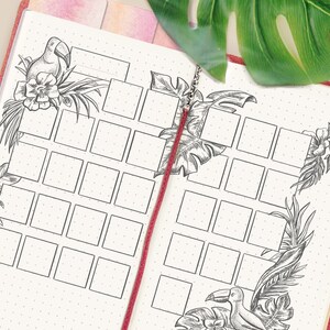 Undated Monthly Calendar, Tropical Theme, Printable, Digital Planner ...