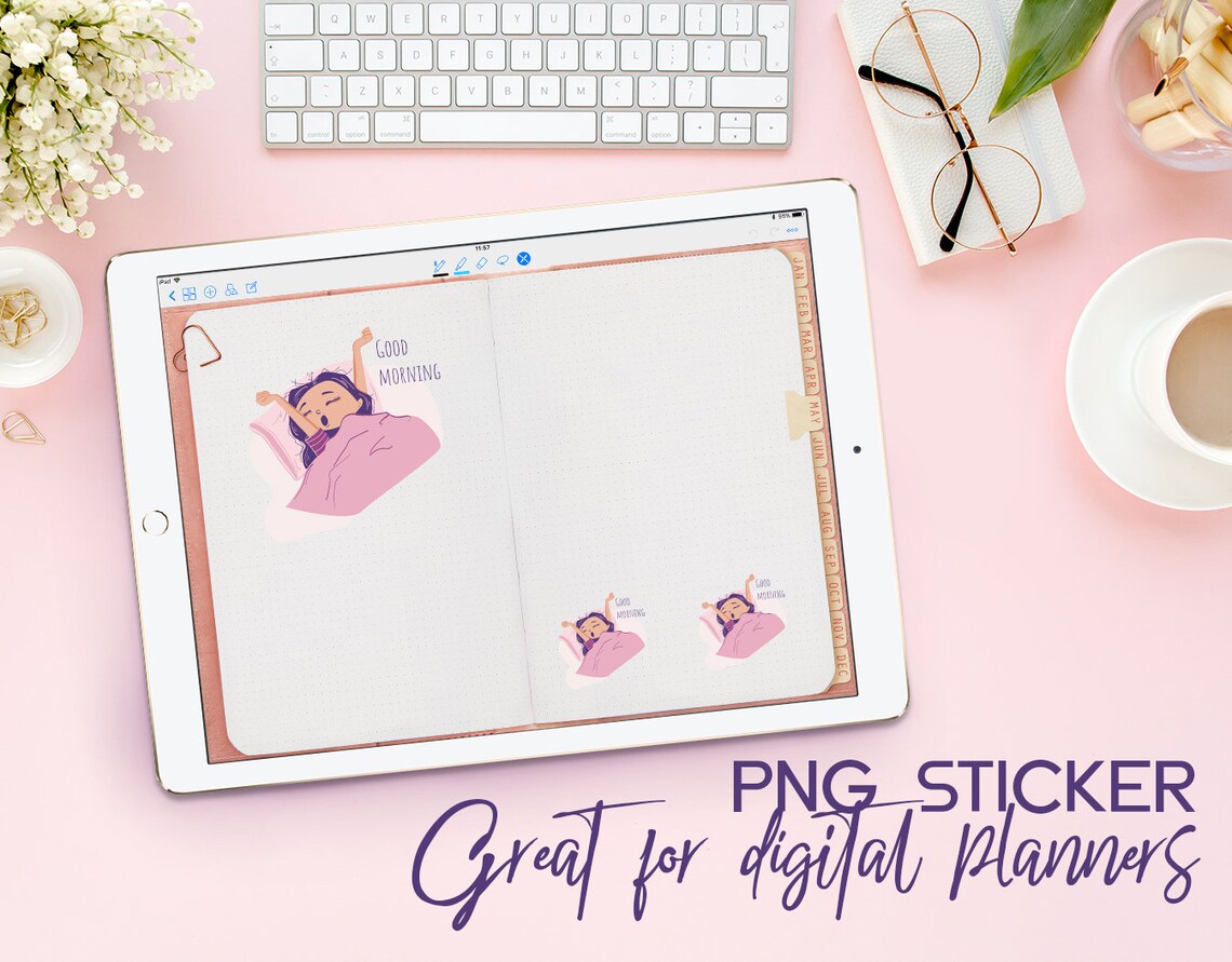 Good Morning Planner Stickers Wake up Girl Printable Erin - Etsy