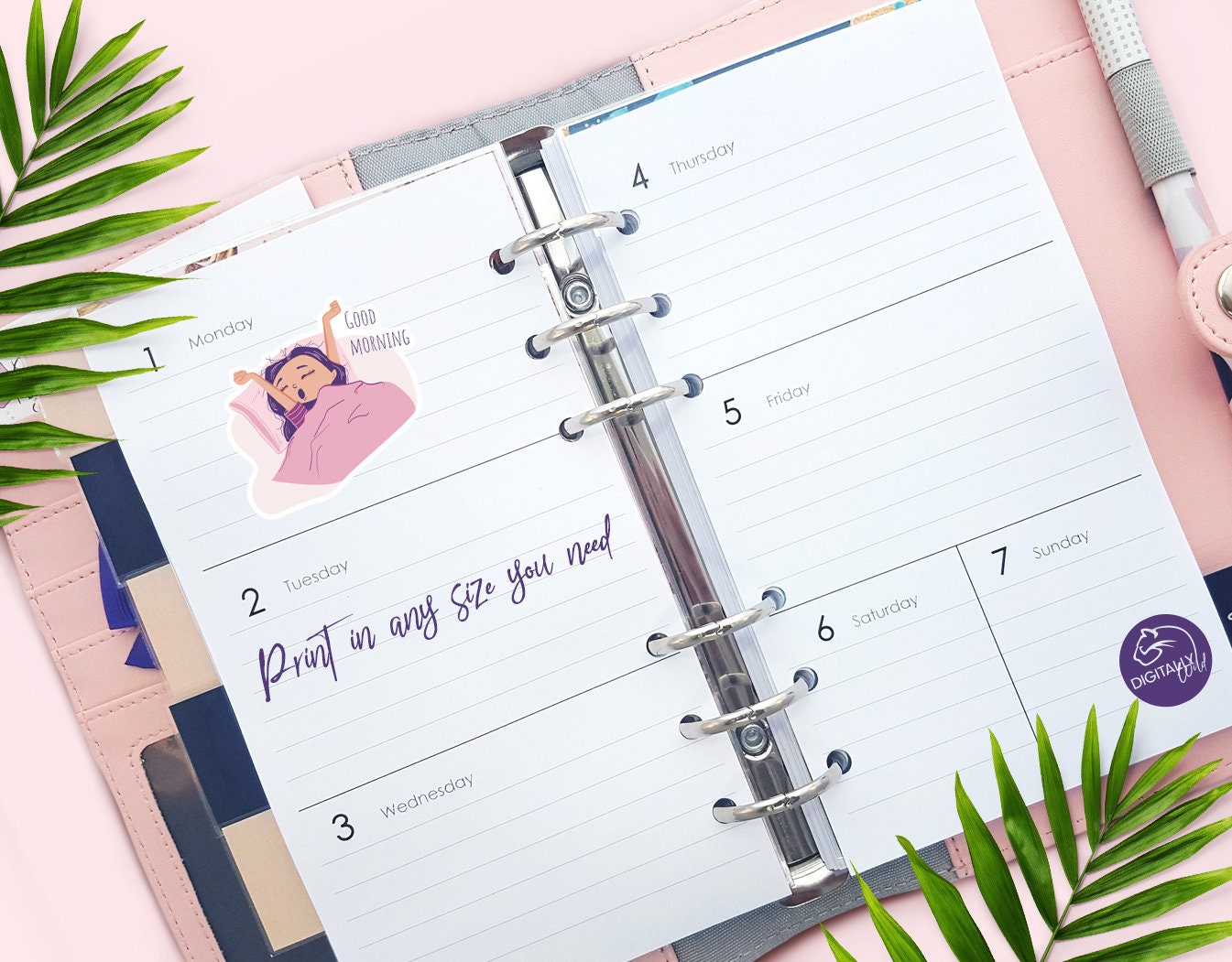 Good Morning Planner Stickers Wake up Girl Printable Erin | Etsy