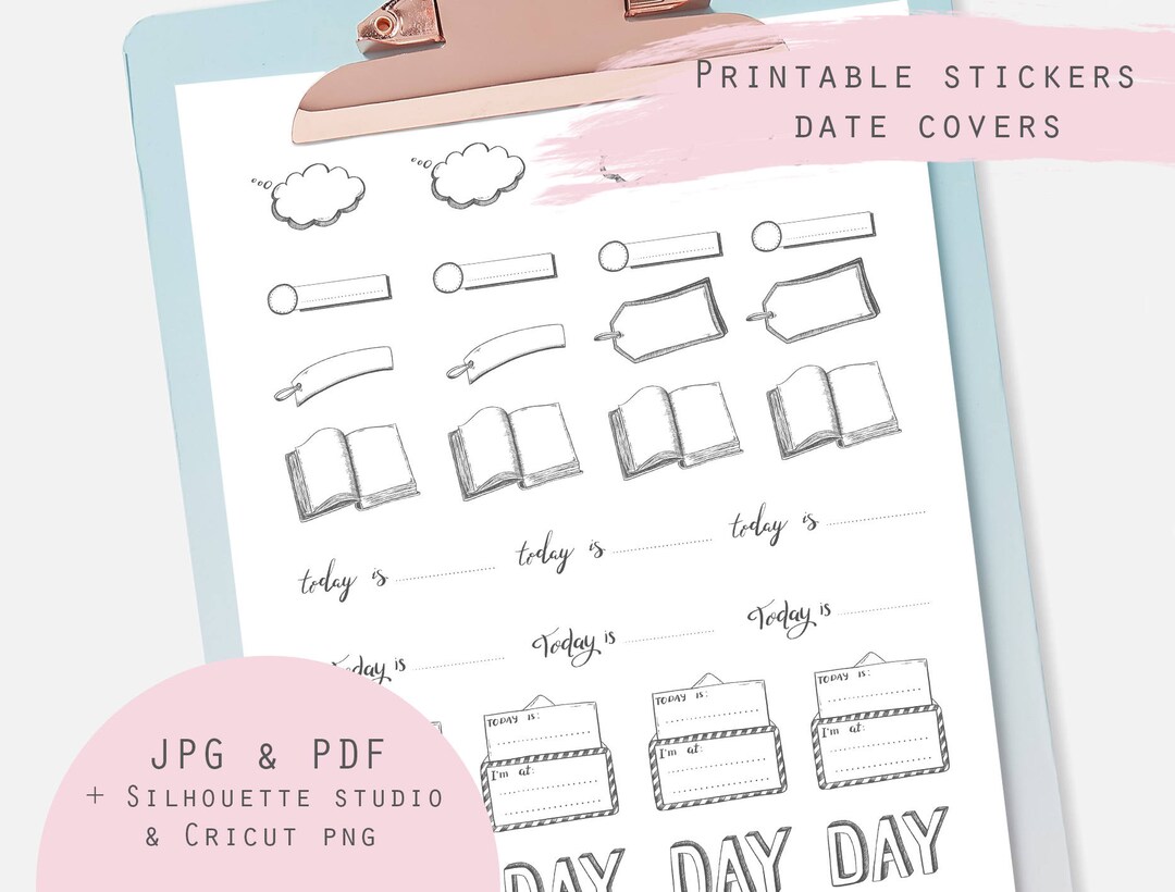 Date Cover Stickers, Printable Stickers, Planner Stickers, Cut Files ...