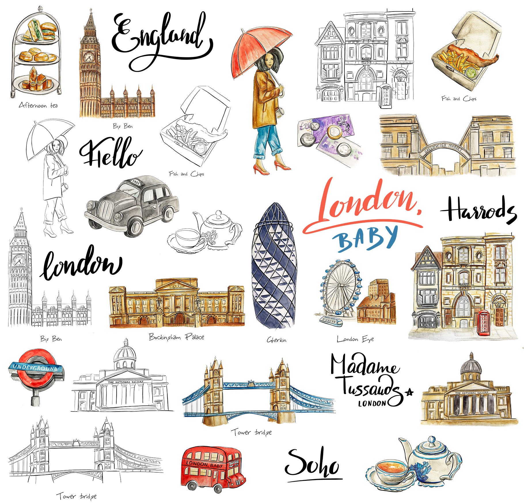 London Sticker Pack for Travel Journal or Planner Printable - Etsy