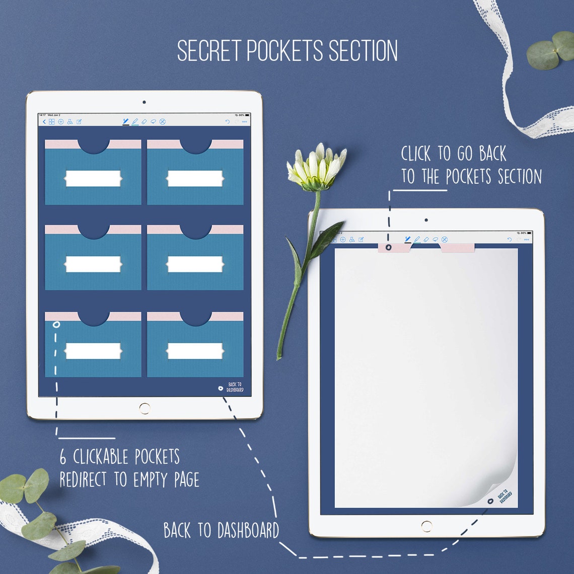 Undated Digital Planner Monthly Weekly Planner Sticker Book Goodnotes ...