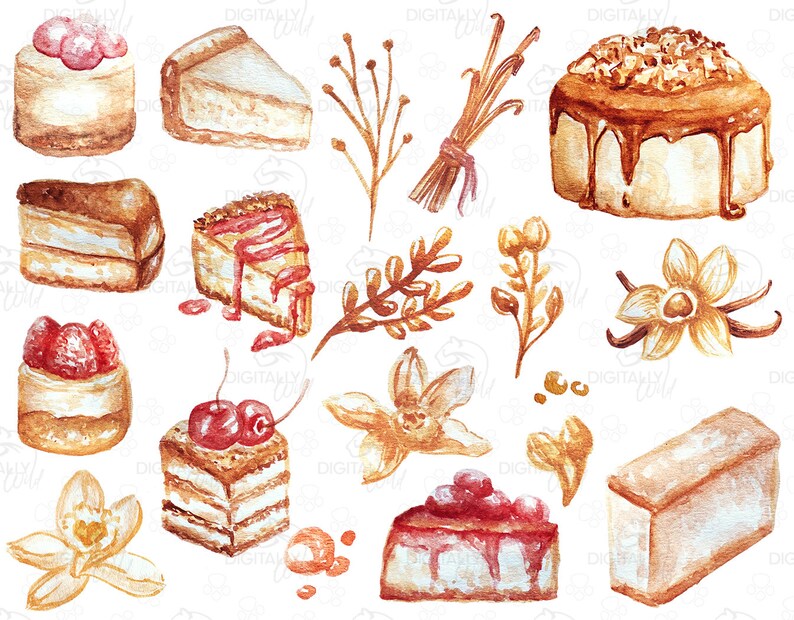 Vanilla Cake Digital Clipart Autumn Clipart Digital Stickers - Etsy