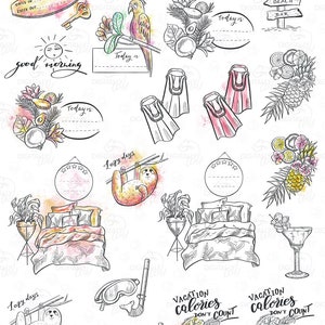 Tropical Vacation Travel Journal Stickers Planner Sticker Bundle Custom ...