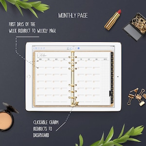 Daily Digital Planner Black and Gold Undated Monthly Weekly Planner ...