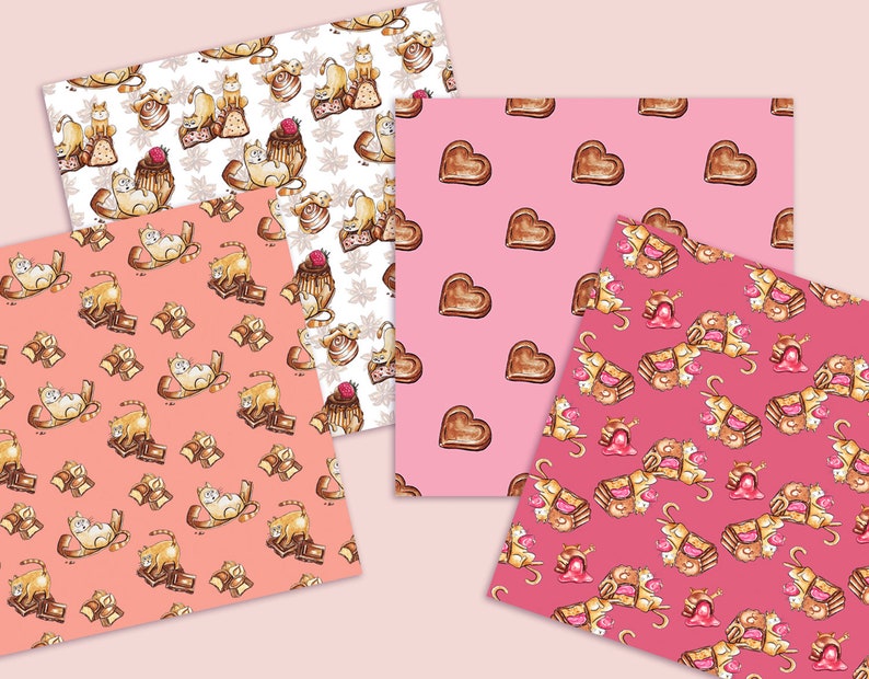 Candy & Cats Seamless Pattern Digital Papers Chocolate Paper - Etsy