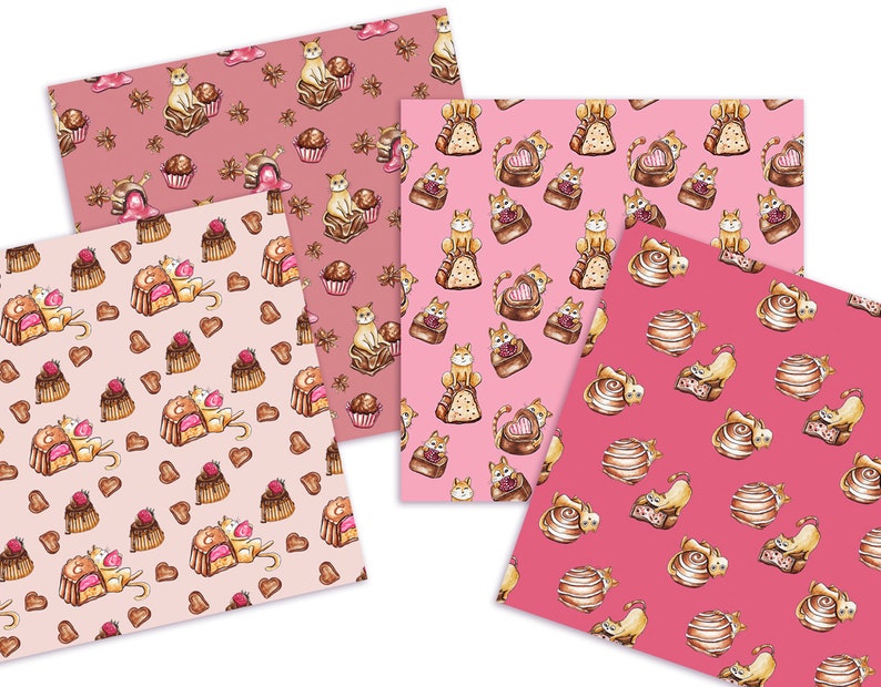 Candy & Cats Seamless Pattern Digital Papers Chocolate Paper - Etsy