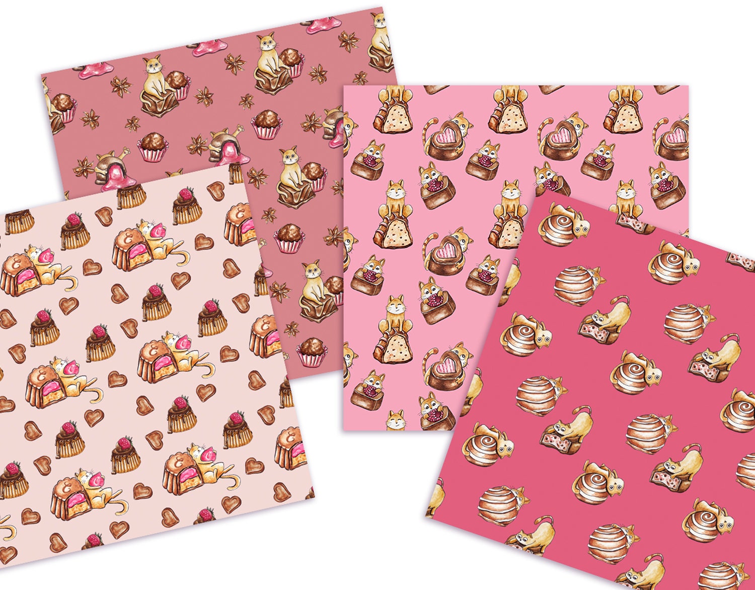 Candy & Cats Seamless Pattern Digital Papers Chocolate Paper | Etsy