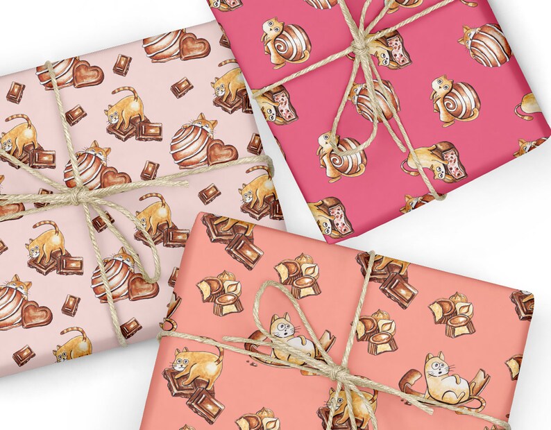 Candy & Cats Seamless Pattern Digital Papers Chocolate Paper - Etsy