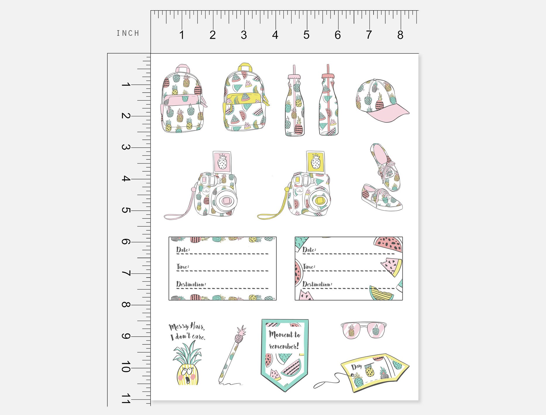 Pineapple and watermelon Digital planner stickers Erin condren | Etsy
