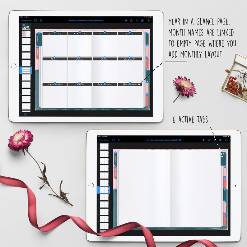 Editable Digital Planner Notebook Keynote Template Personal Custom ...