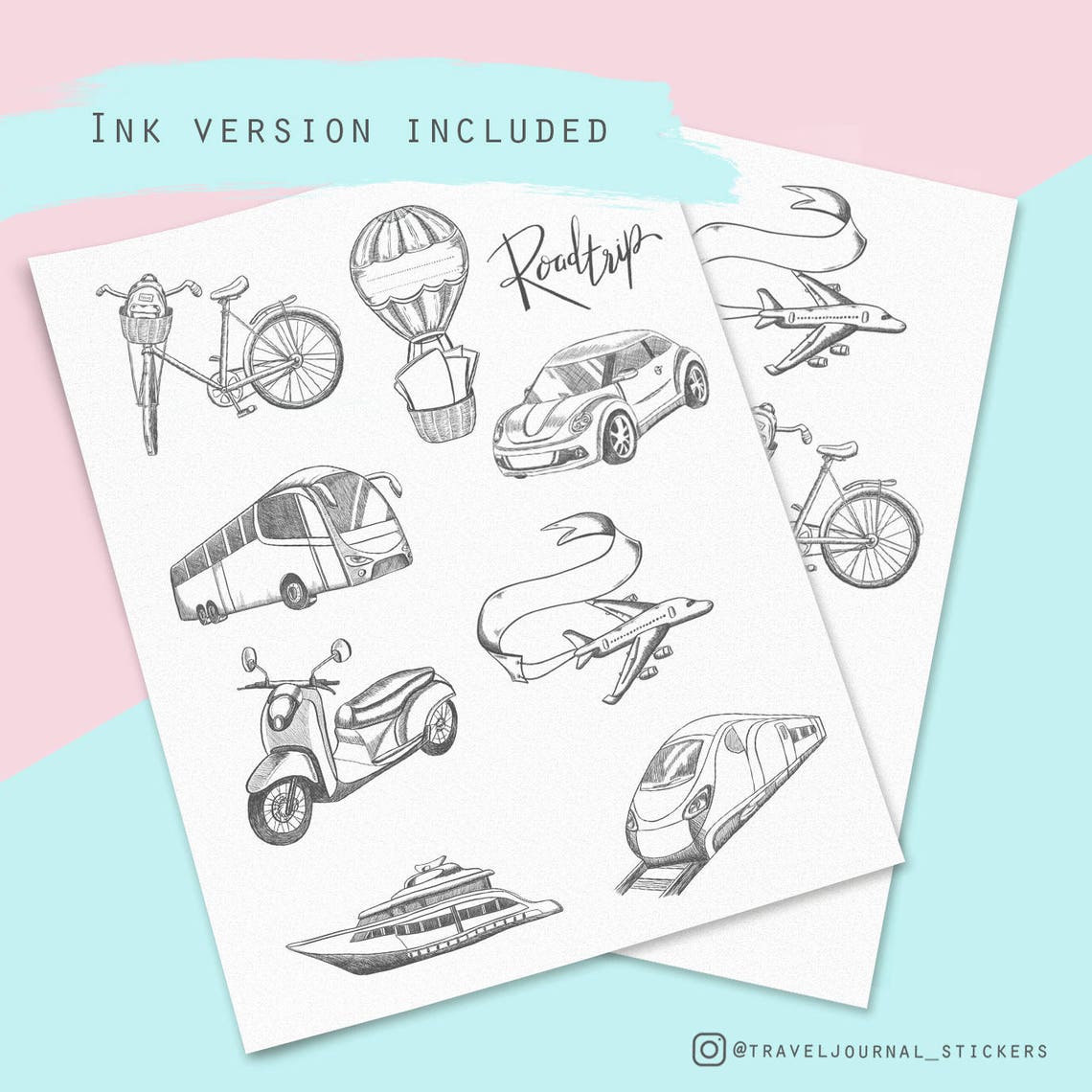 Transportation Stickers Travel Stickers Vehicles Clipart | Etsy