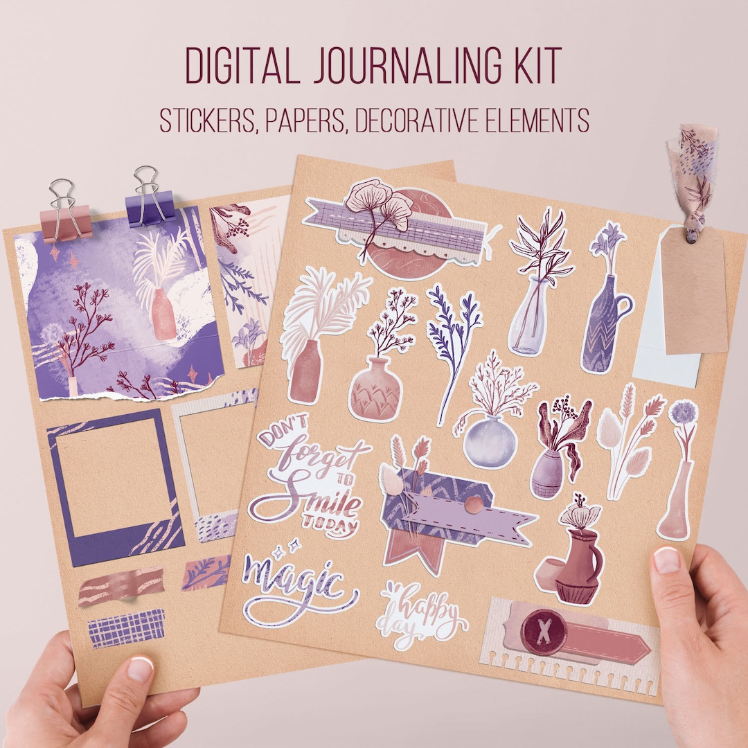 Digital Sticker Pack Scrapbook Journal Stickers Digital Paper Washi ...