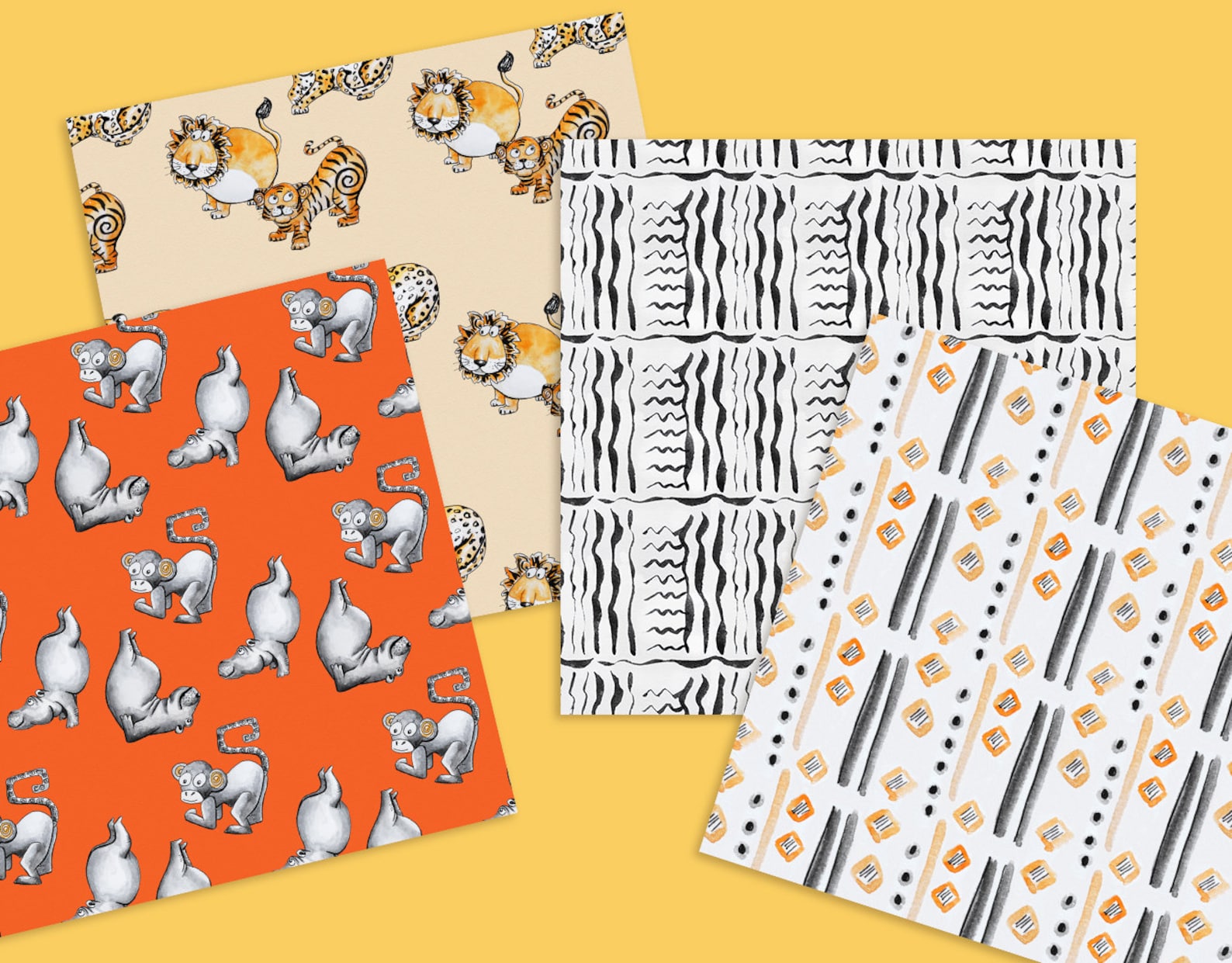 Safari Animals Digital Papers Seamless Patterns Pack for - Etsy