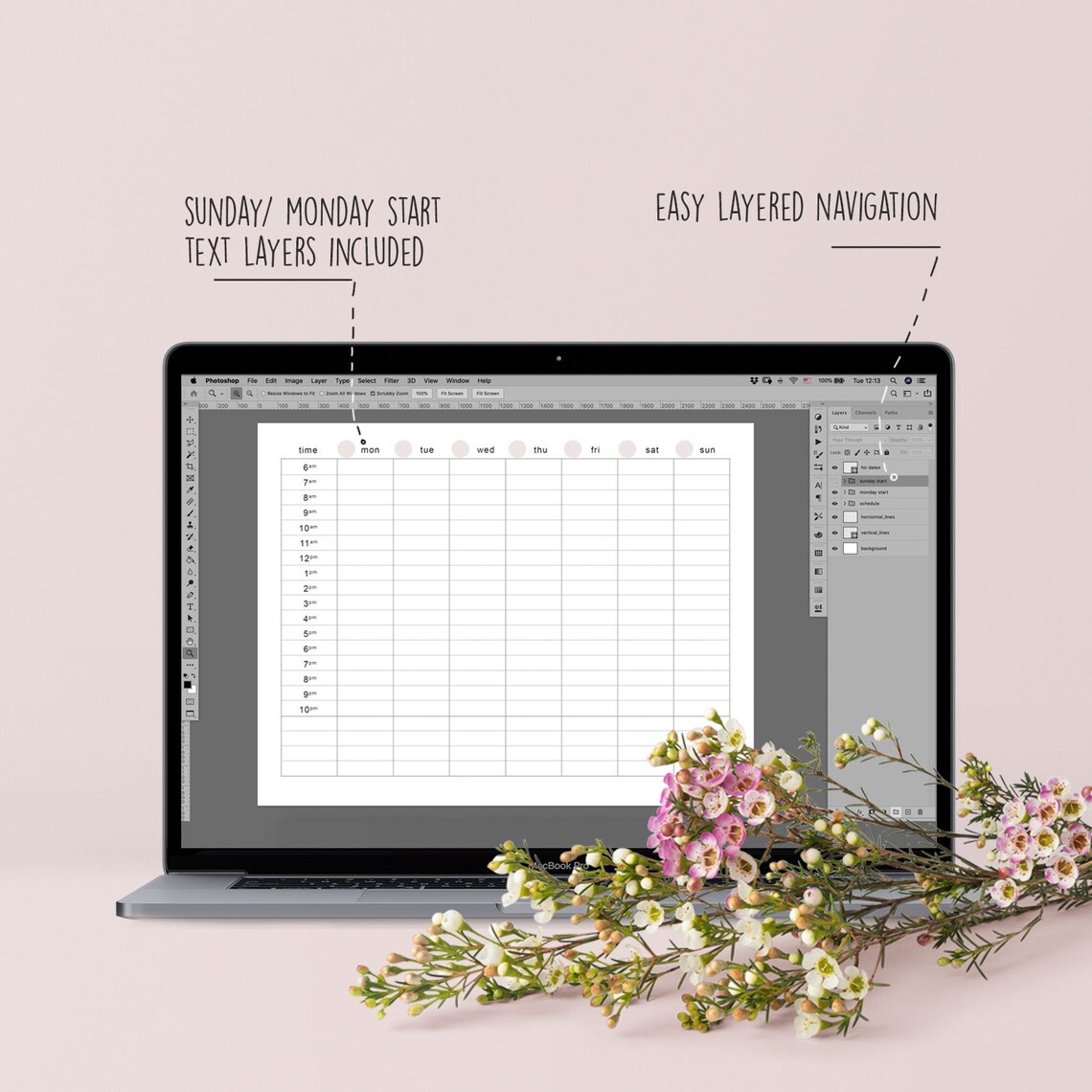 Editable Weekly Layout for Digital Planner PSD Procreate Files | Etsy
