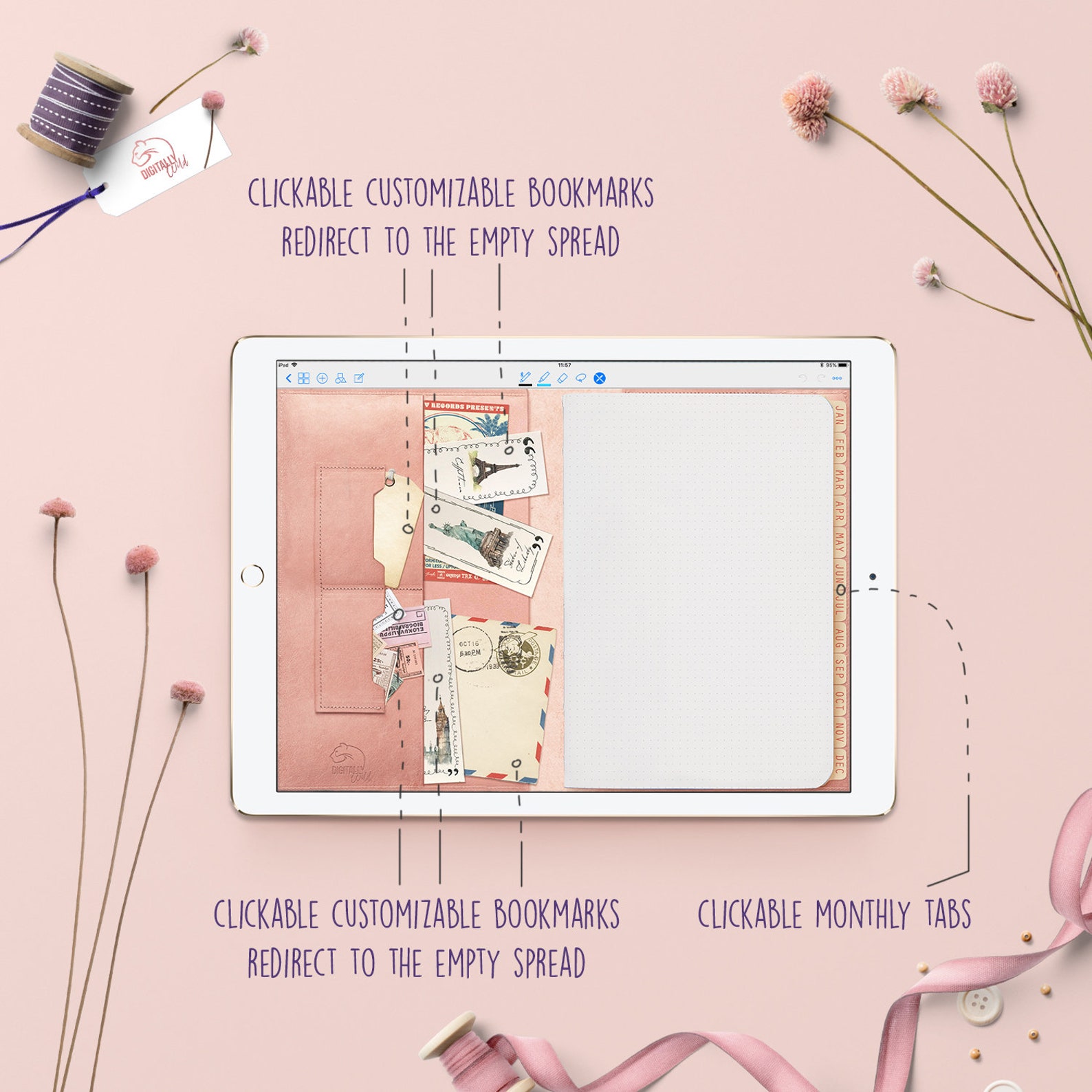 Customizable Digital Bullet Journal Custom Tabs Digital | Etsy