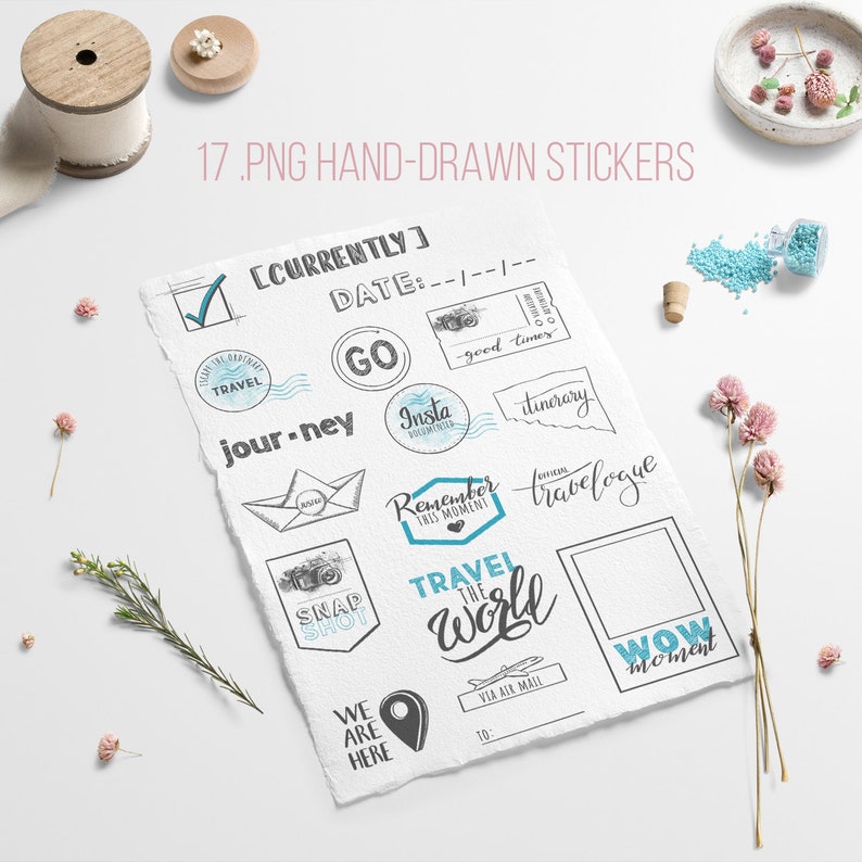 Travel Journal Digital Stickers Bundle Bullet Journal Planning - Etsy
