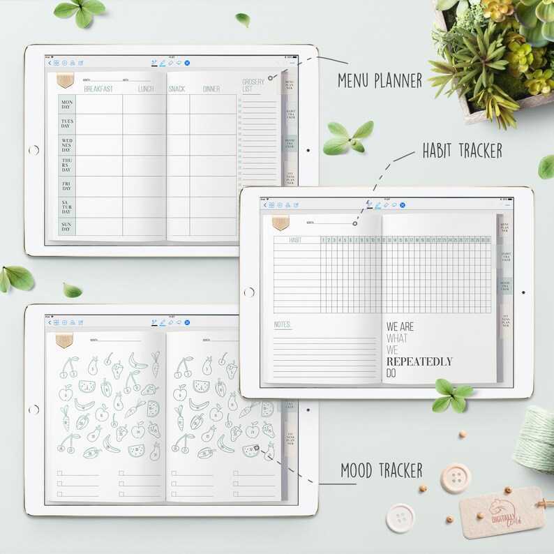 Wellness Digital planner Fitness & Meal planner Mental Health | Etsy