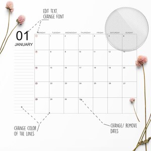 Editable Monthly Layout Landscape for Digital Planner PSD Procreate ...