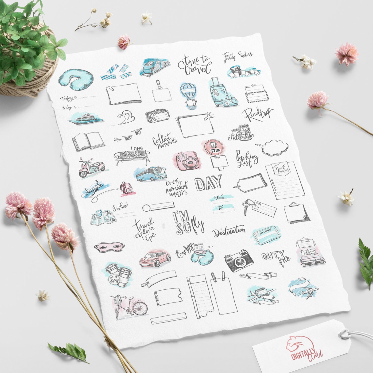 83 PNG Travel Journal Stickers Pack Printable Travel Stickers - Etsy