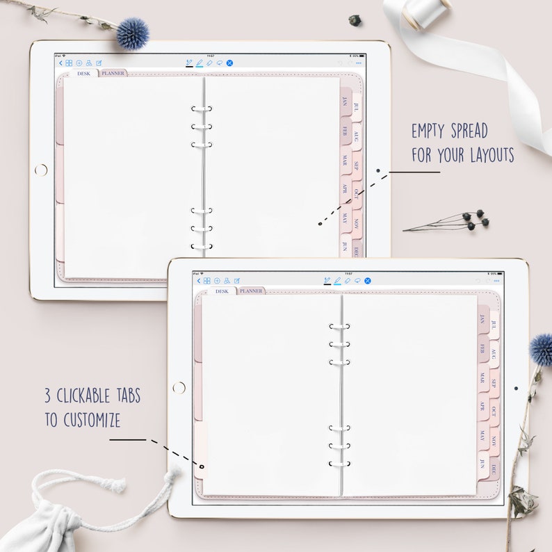 Floral Digital Planner Undated Monthly Weekly Planner Digital - Etsy
