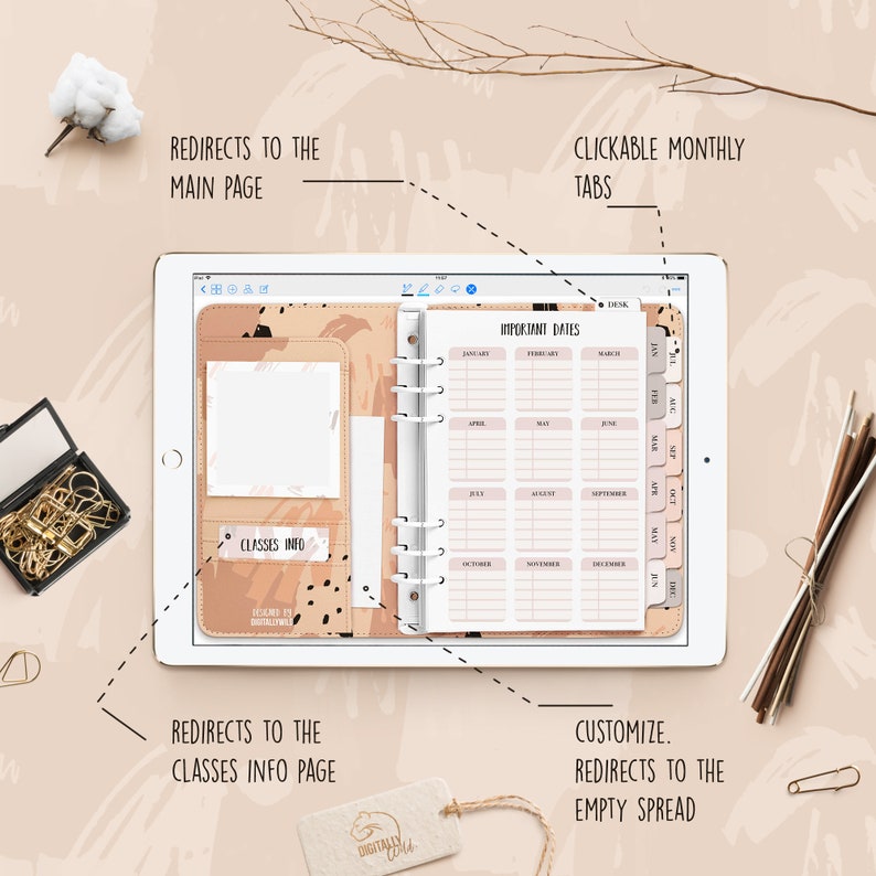 Student Digital Planner Academic College Planner Monthly/ - Etsy