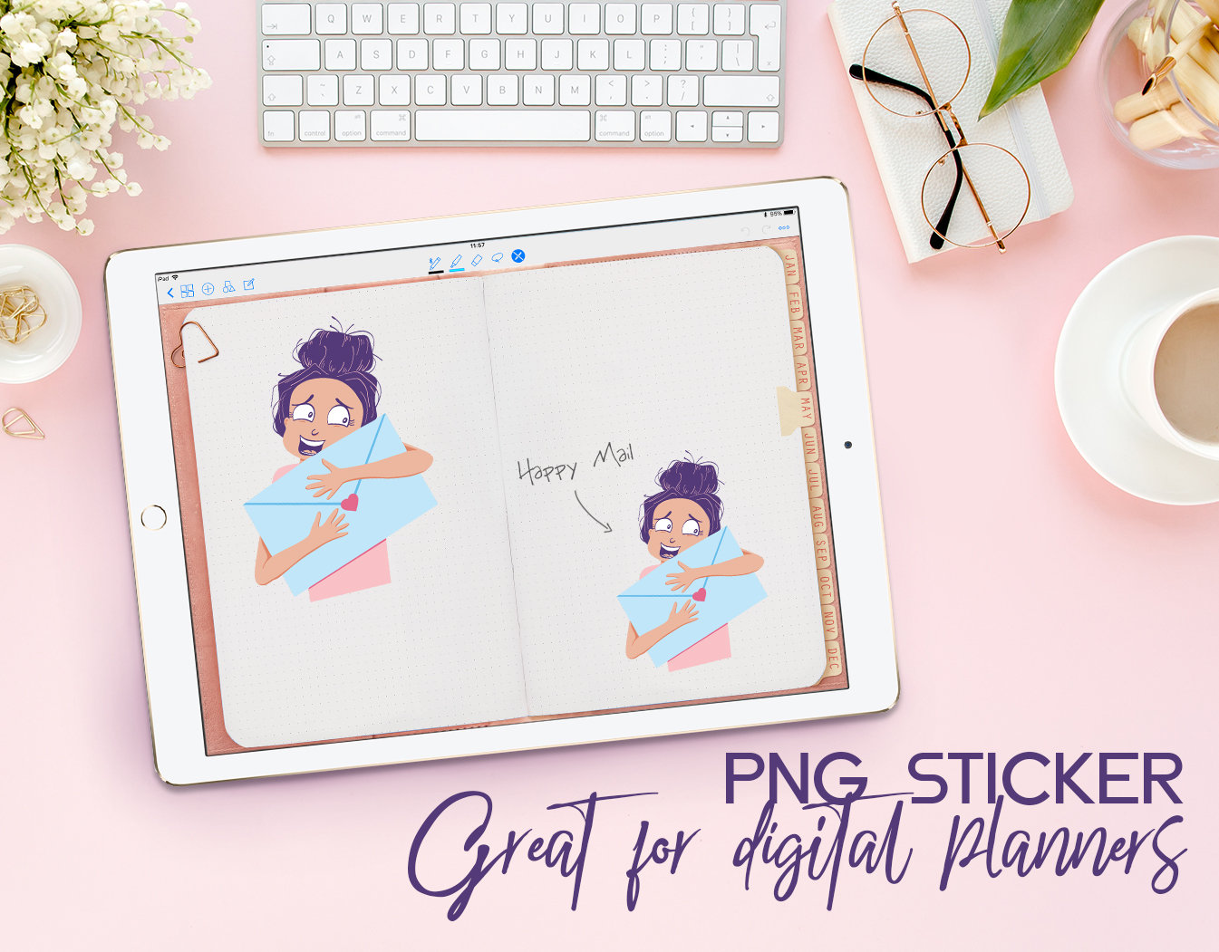 Happy Mail Newsletter Planner Stickers Letter Envelop Sticker | Etsy