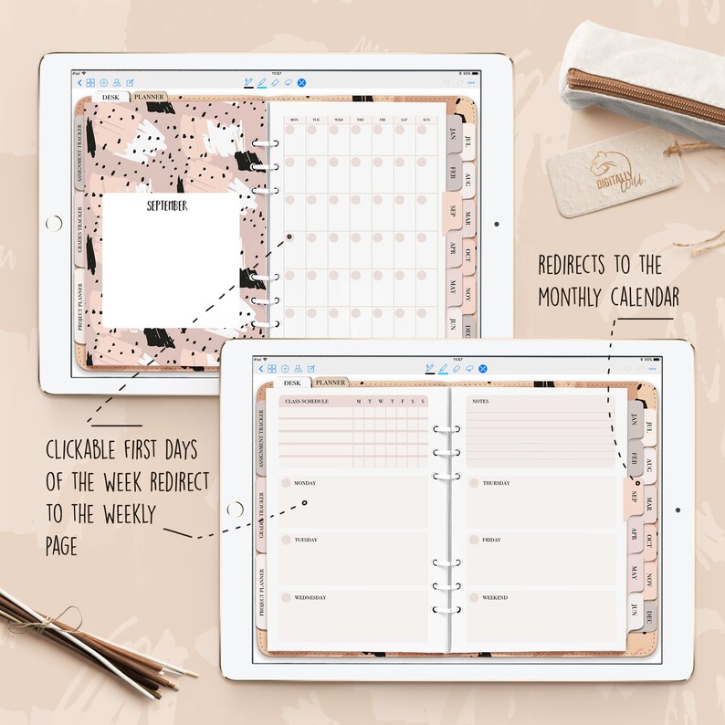 Student Digital Planner Academic College Planner Monthly/ - Etsy