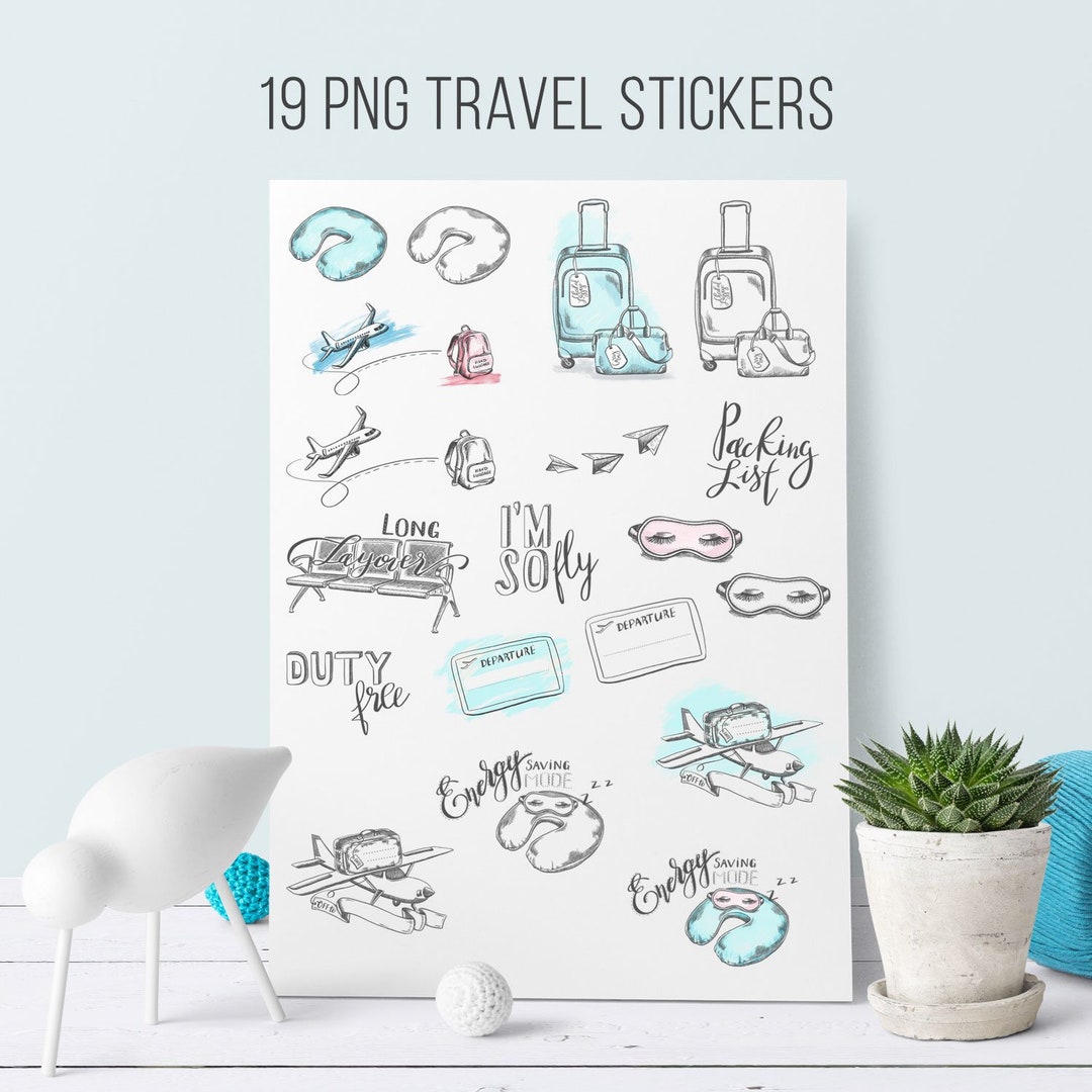 Airplane Stickers, Plane Clipart, Luggage Stickers, Planner Stickers ...