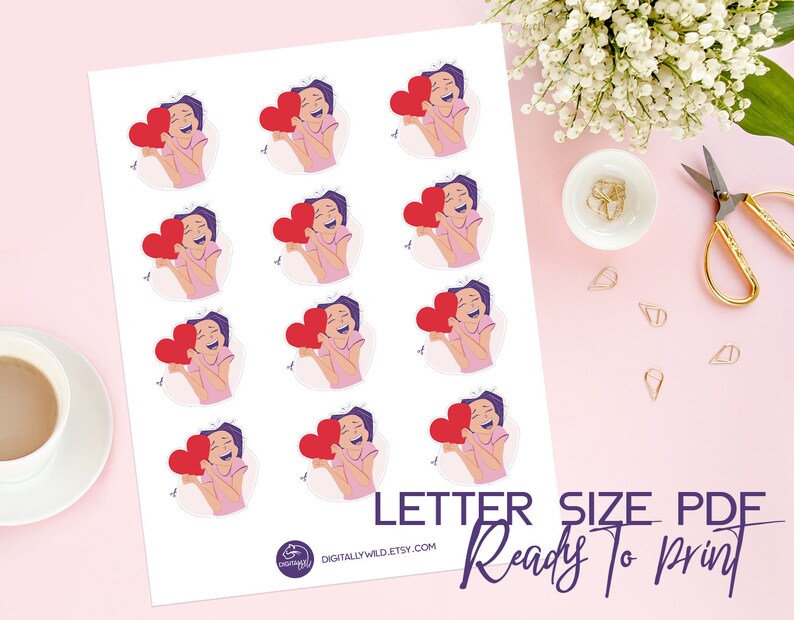 Love Happy Mood Planner Stickers Printable Heart Sticker With - Etsy