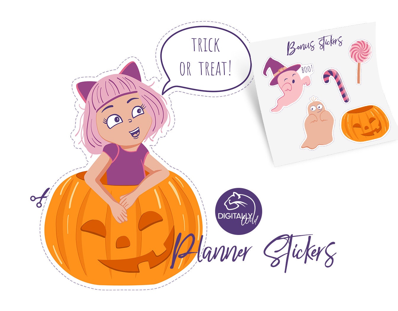 Halloween Planner Stickers Halloween Clipart Trick or Treat | Etsy