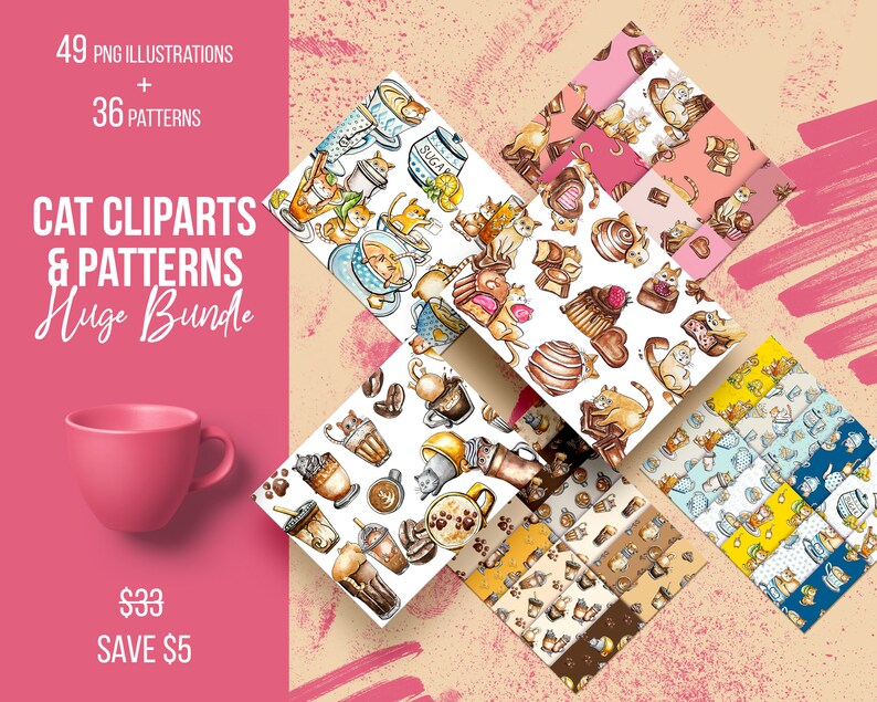 Candy & Cats Seamless Pattern Digital Papers Chocolate Paper - Etsy