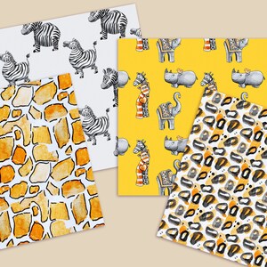 Safari Animals Digital Papers Seamless Patterns Pack for Scrapbook ...