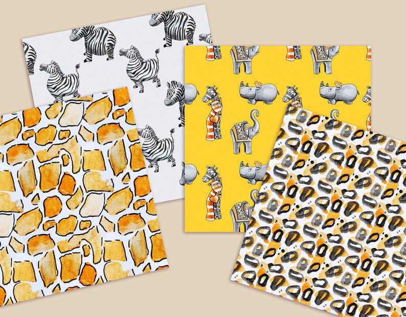 Safari Animals Digital Papers Seamless Patterns Pack for - Etsy