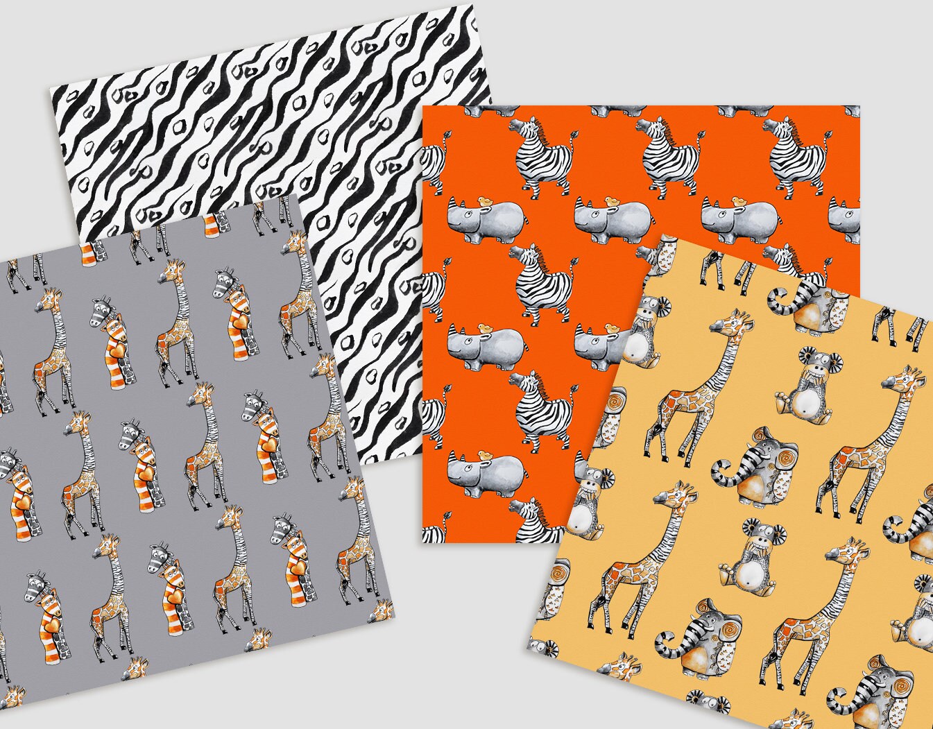 Safari Animals Digital Papers Seamless Patterns Pack for - Etsy