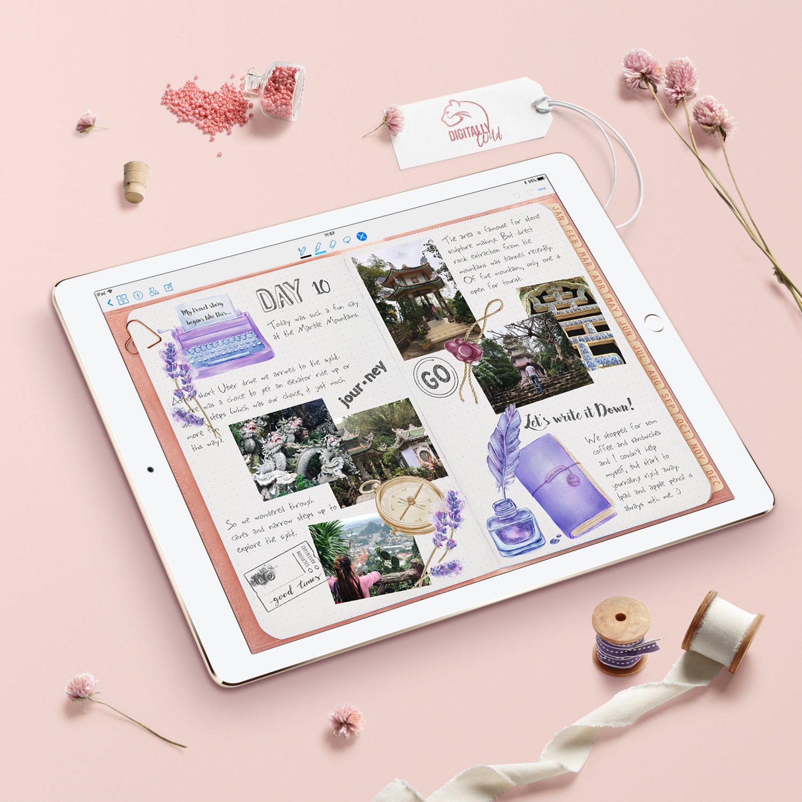 Customizable Digital Bullet Journal Custom Tabs Digital Notebook ...