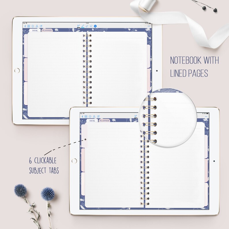 Floral Digital Planner Undated Monthly Weekly Planner Digital Notebook ...