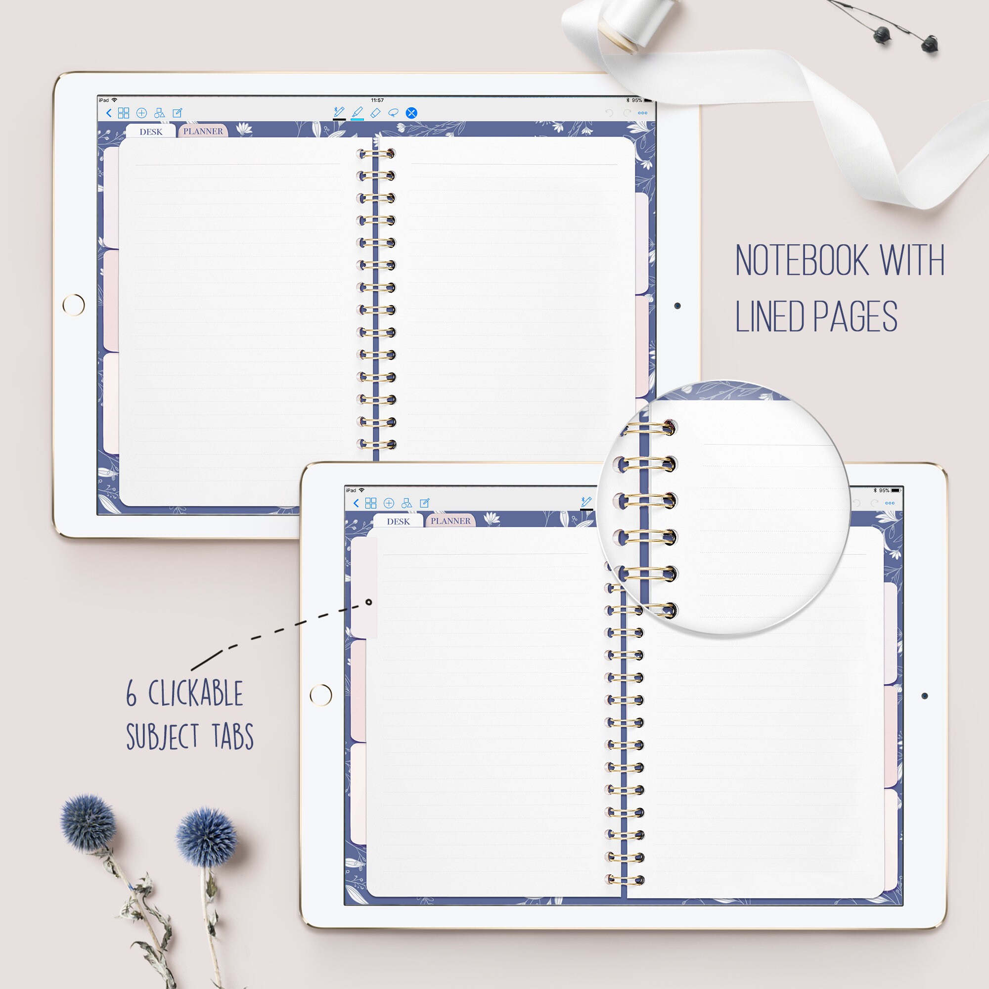 Floral Digital Planner Undated Monthly Weekly Planner Digital | Etsy