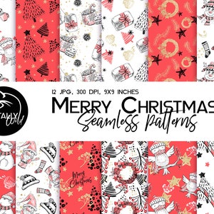 Christmas Digital Paper Winter Pattern Background Merry Xmas Scrapbook ...