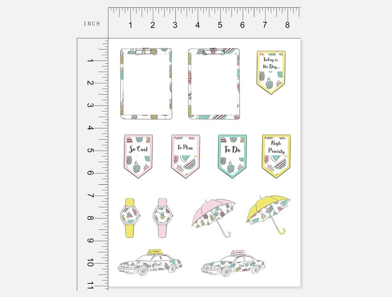Pineapple and Watermelon Digital Planner Stickers Erin Condren - Etsy