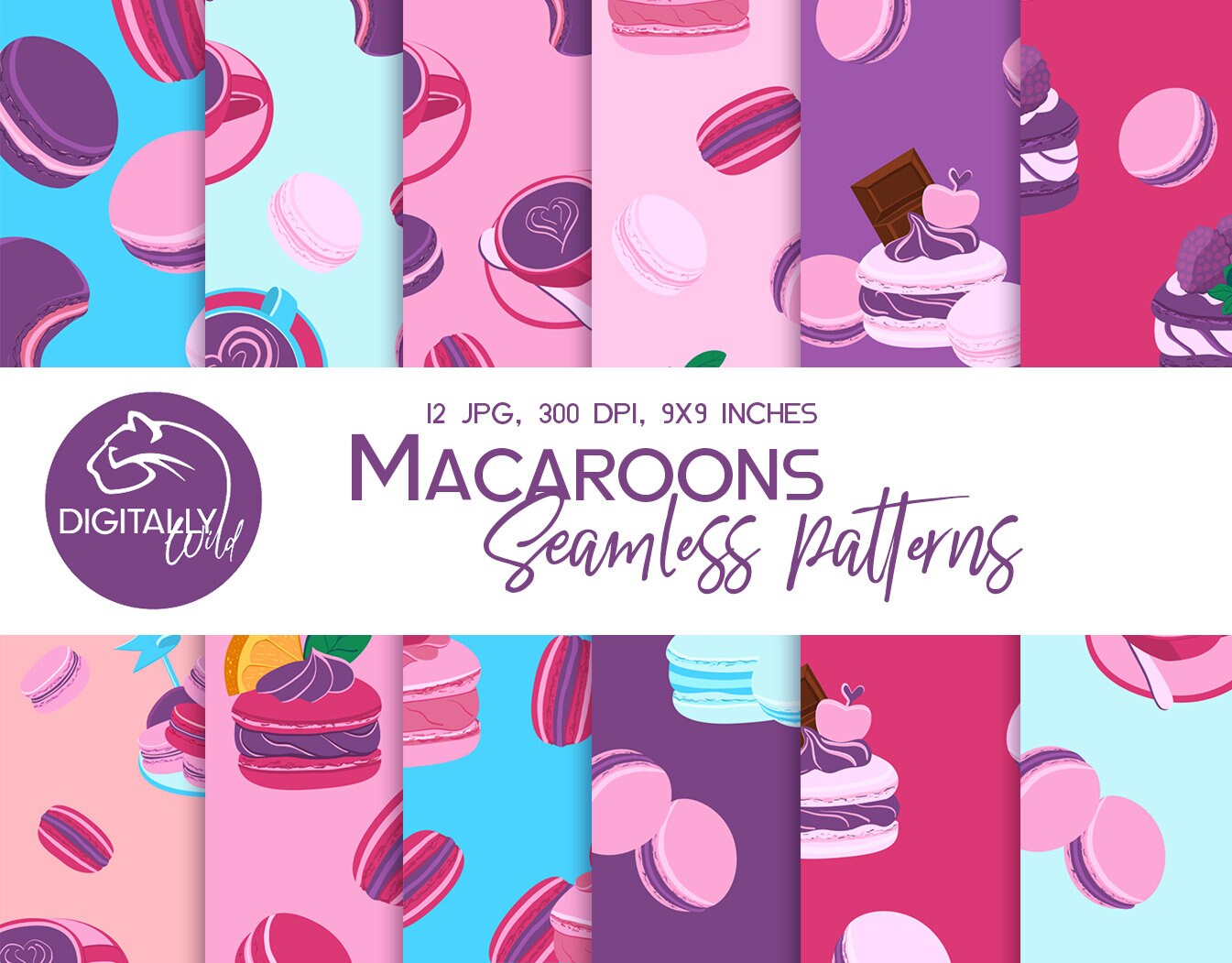 Macaroon Digital paper pack Seamless patterns for Scrapbook | Etsy