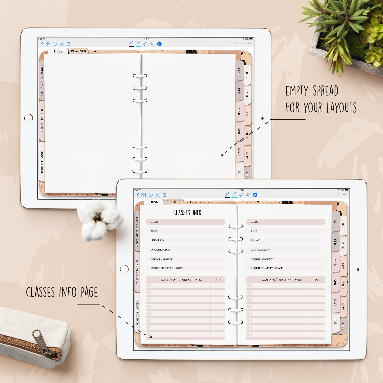 Student Digital Planner Academic College Planner Monthly/ - Etsy