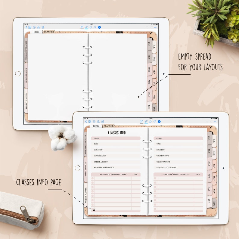 Student Digital Planner Academic College Planner Monthly/ - Etsy