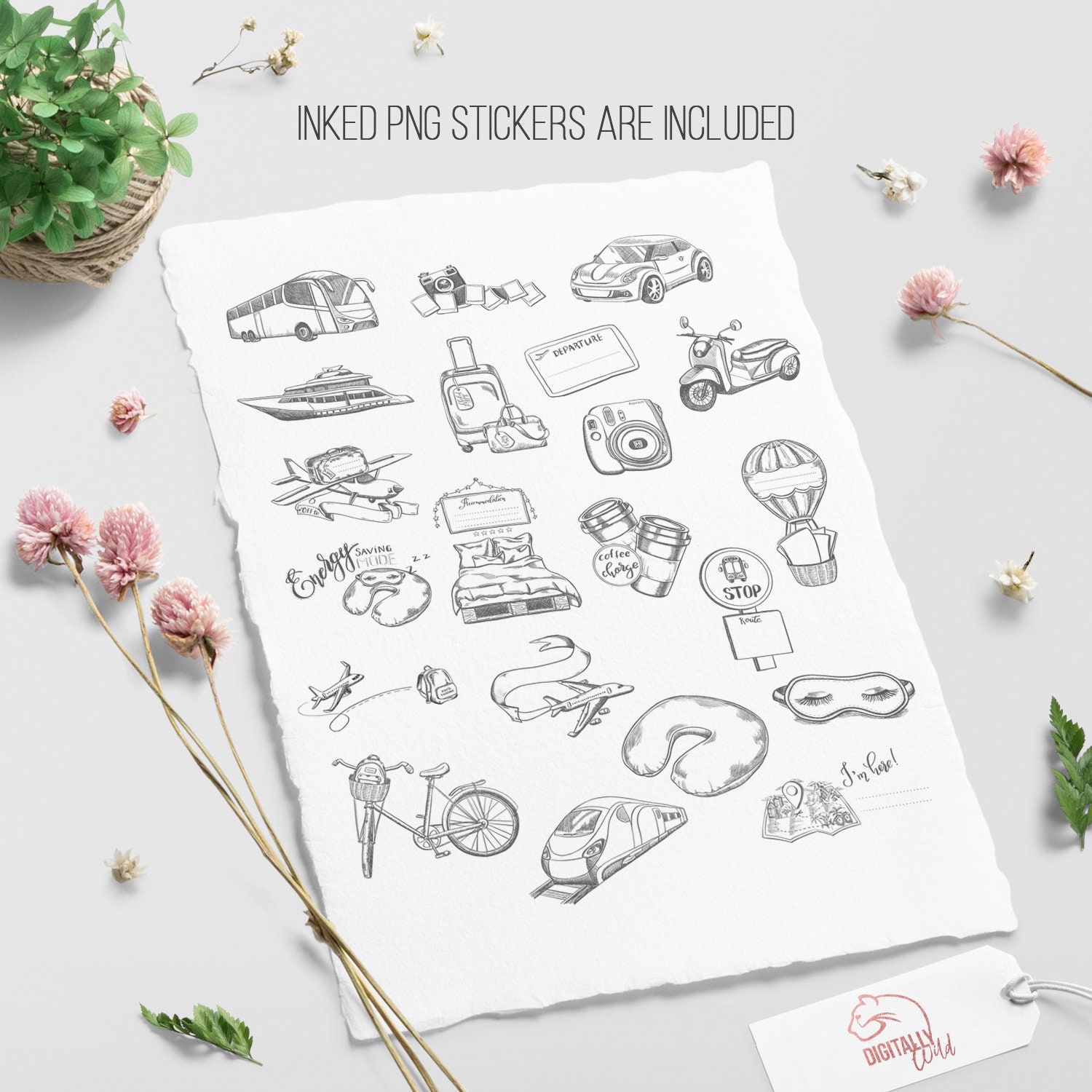 83 PNG Travel Journal Stickers Pack Printable Travel Stickers - Etsy