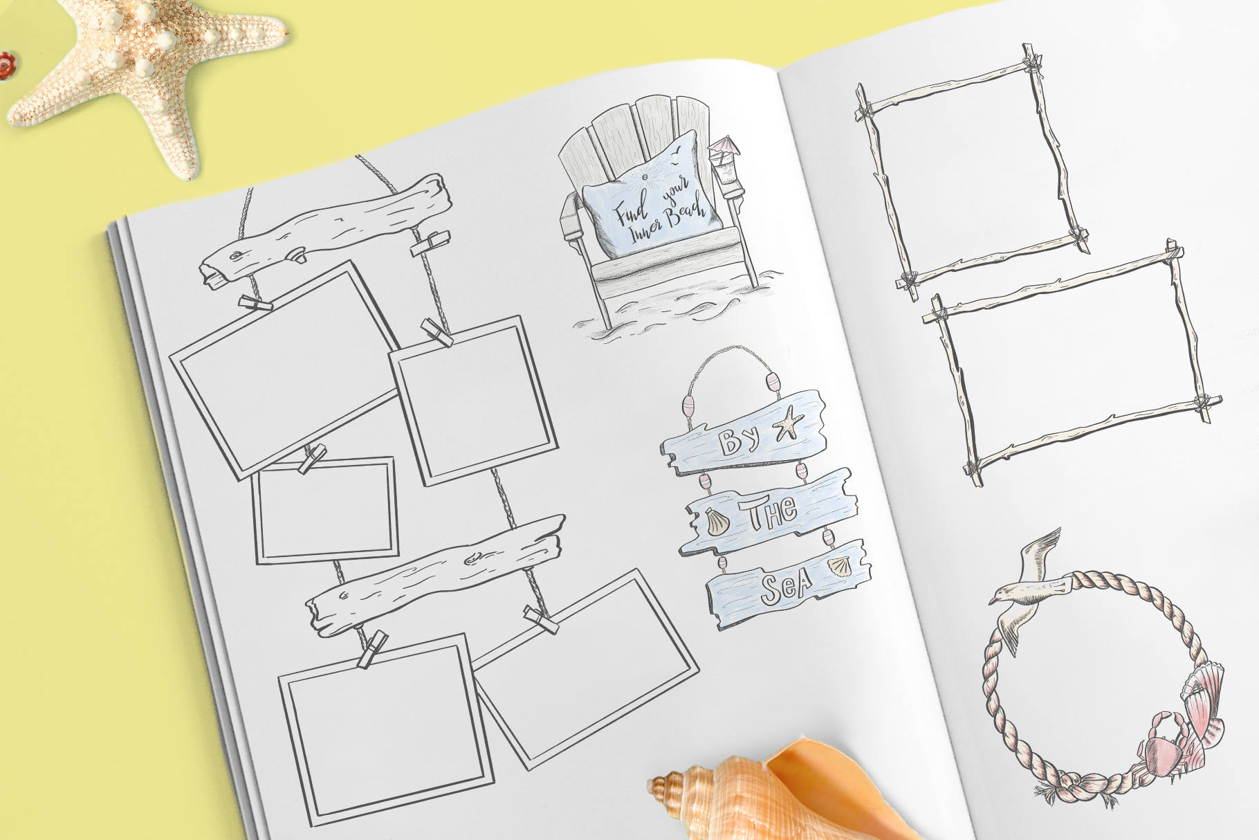 Beach themed stickers beach clipart illustrated scrapbook | Etsy