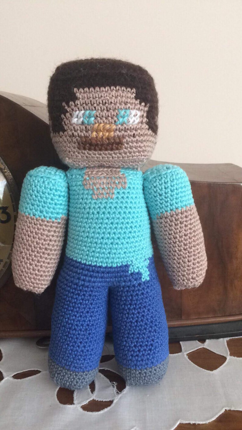 Minecraft inspired Steve crochet amigurumi | Etsy
