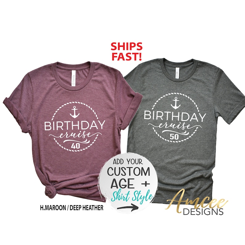 4028 - Birthday Cruise + CUSTOM Age, Cruise Ship Shirts, Family ...
