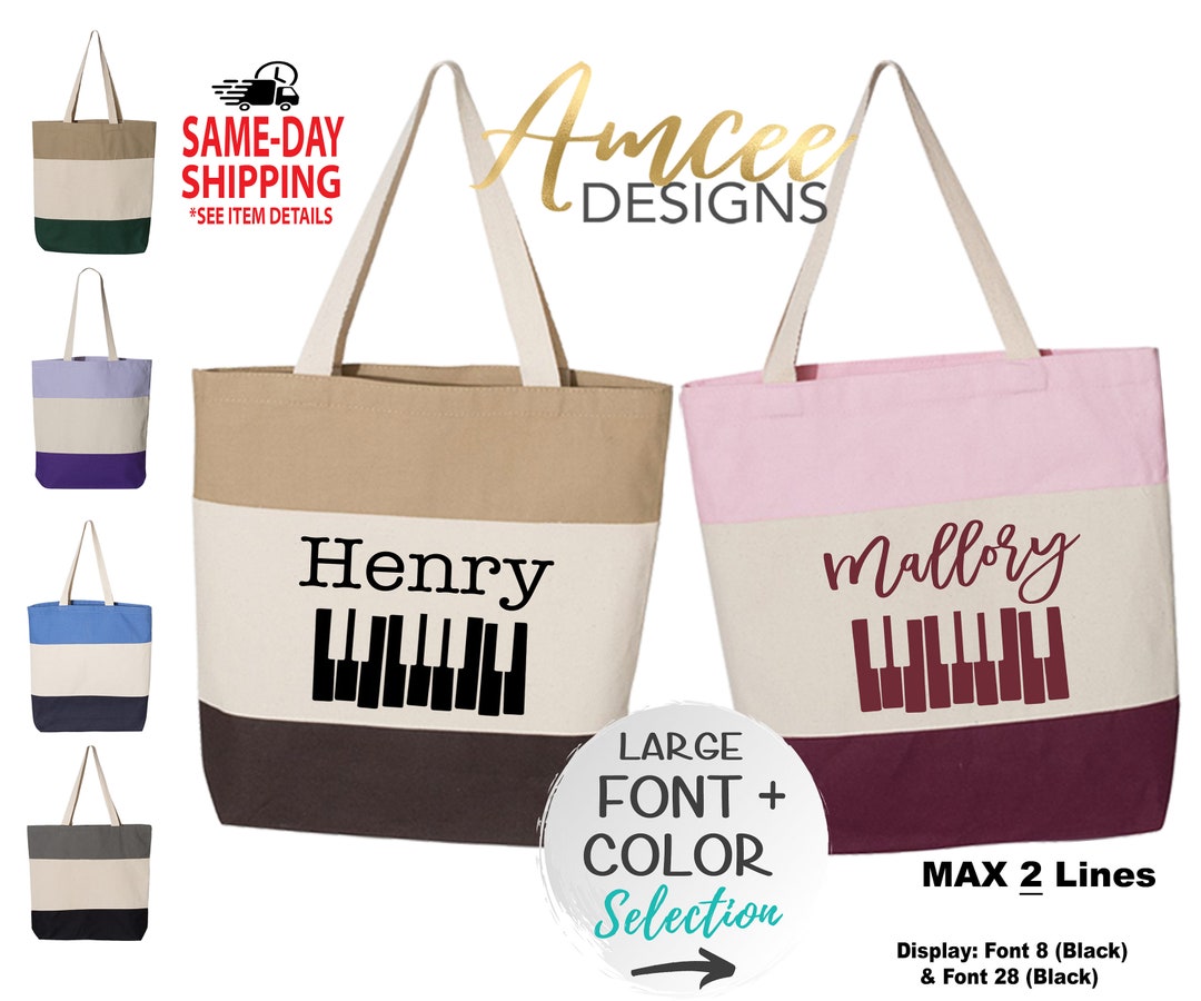 Piano Keys (CUSTOM Name) Tote Bag, Listing for ONE Tote Only 15x15 ...