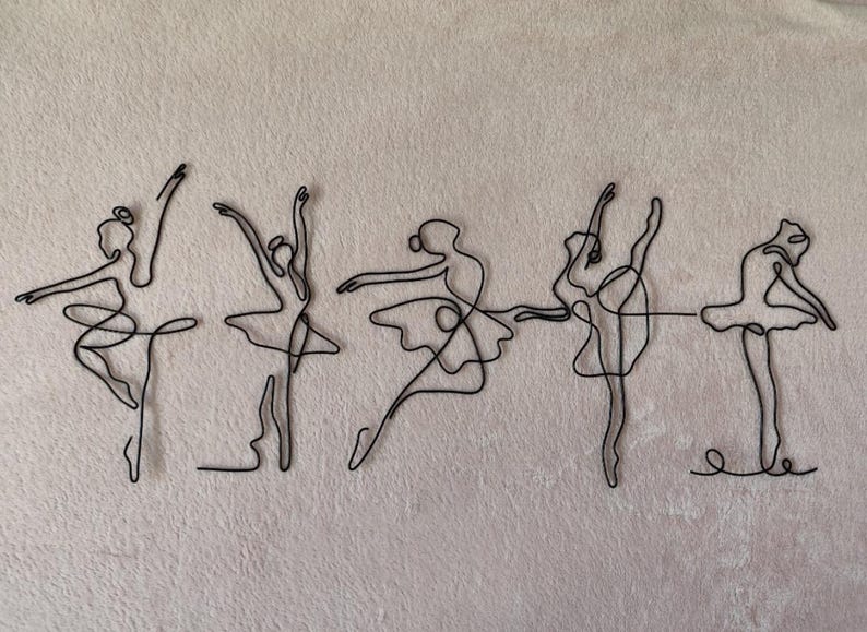 Wire Art Ballerina Wall Decor | Handmade Dancer Silhouette Sculpture ...